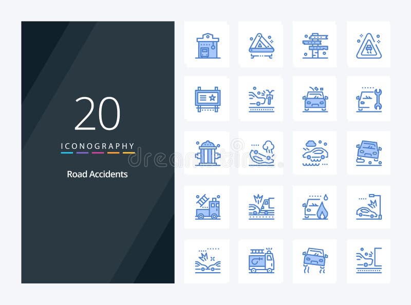 20 Road Accidents Blue Color Icon for Presentation Stock Vector ...