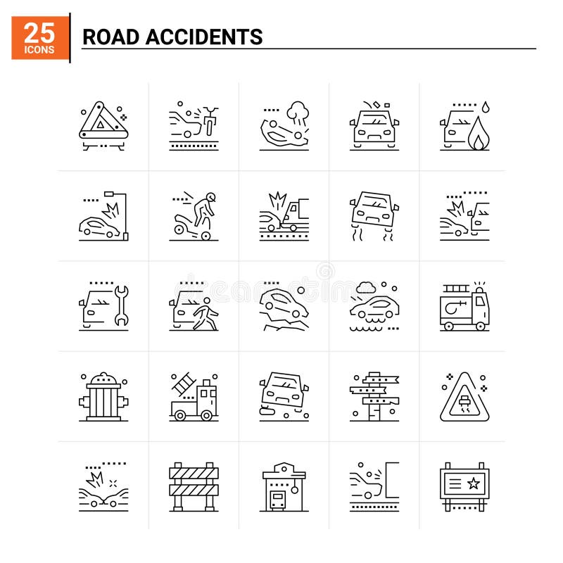 25 Road Accidents Icon Set. 100 Editable EPS 10 Files Stock Vector ...