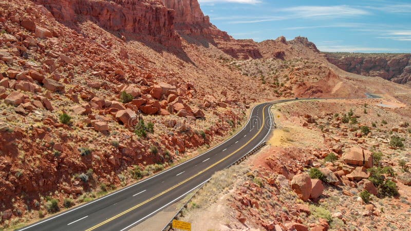 Road Across a Beautiful Canyon, Aerial View Stock Image - Image of utah ...