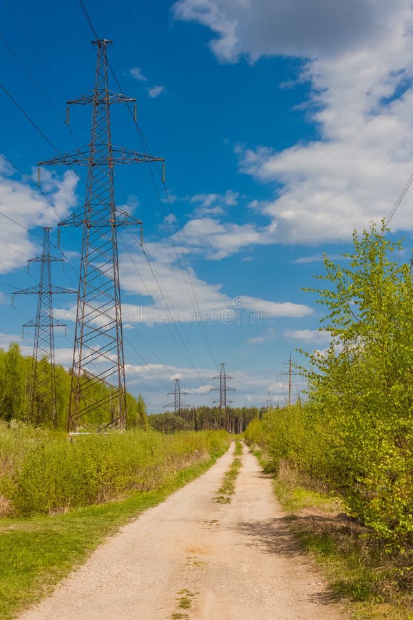 The Road Along the Transmission Line Stock Photo - Image of silver ...