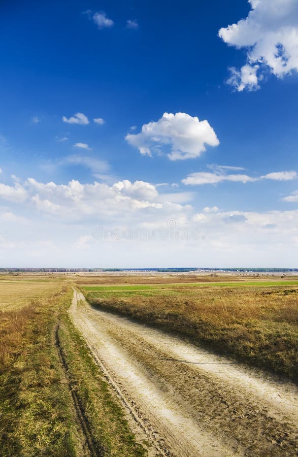 Road amongst spring meadow stock image. Image of nature - 24982547