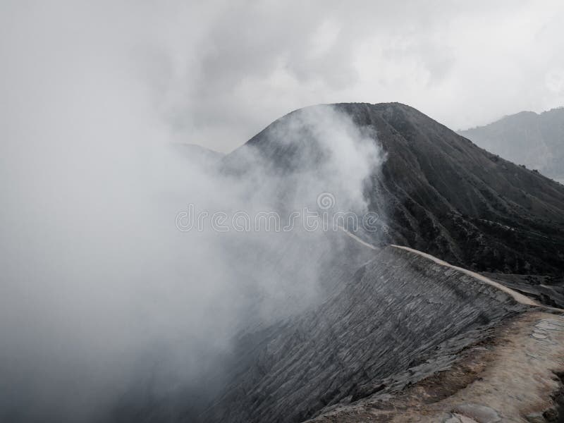 The Road Around Active Volcano Bromo, Indonesia Stock Image - Image of ...