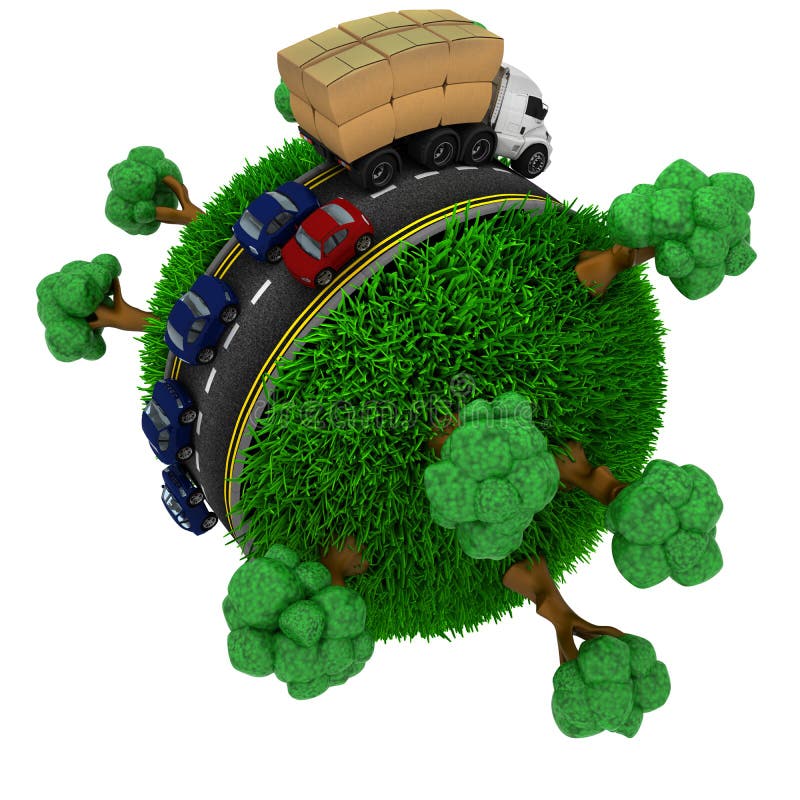 Road around a grassy globe stock illustration. Illustration of planet ...
