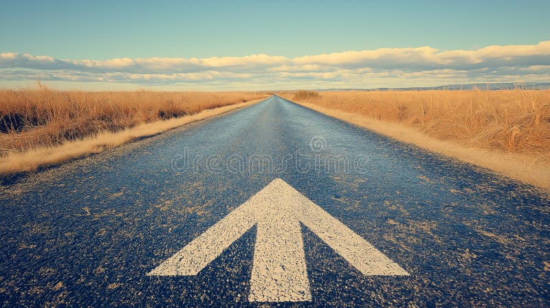 Road with Arrow Leading Forward Stock Illustration - Illustration of ...