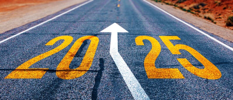 Road with Arrow and 2025 Markings Symbolizing Future Progress and ...