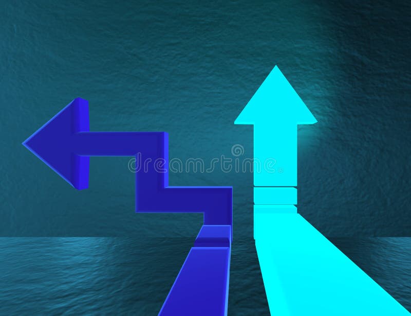 Road Arrows at Crossroads in Difficult Choice Concept - 3d Rende Stock ...
