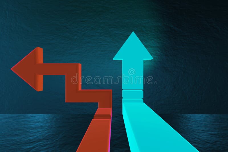 Road Arrows at Crossroads in Difficult Choice Concept - 3d Rende Stock ...