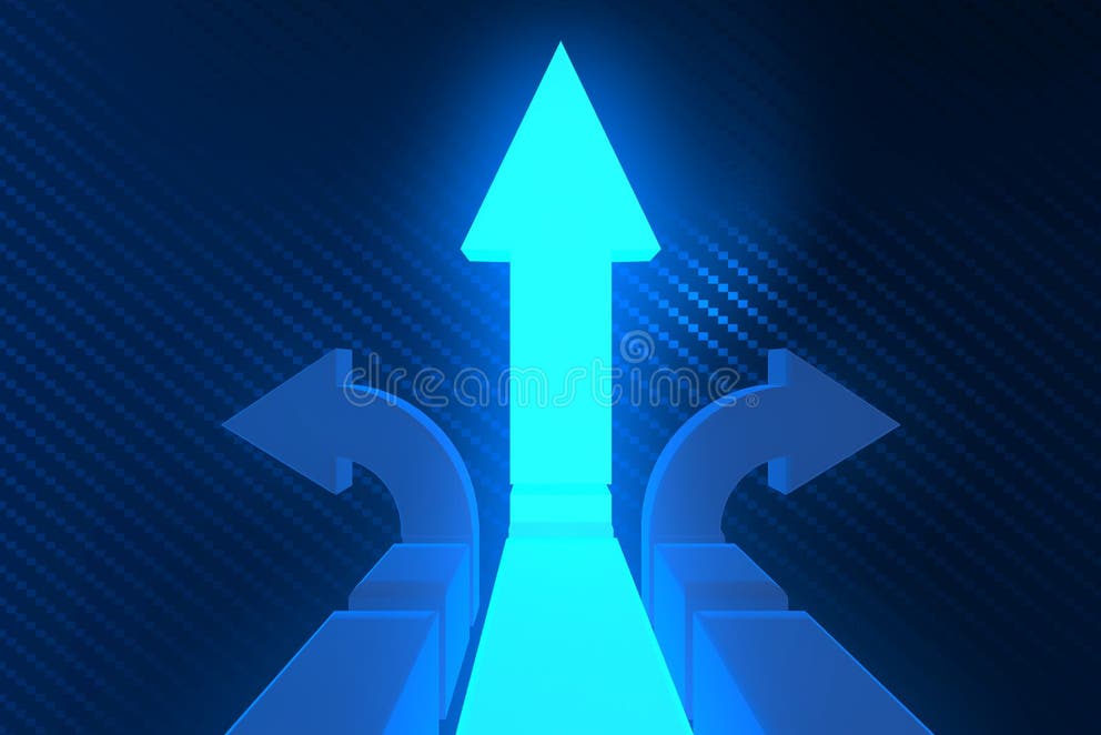 Road Arrows at Crossroads in Difficult Choice Concept - 3d Rende Stock ...