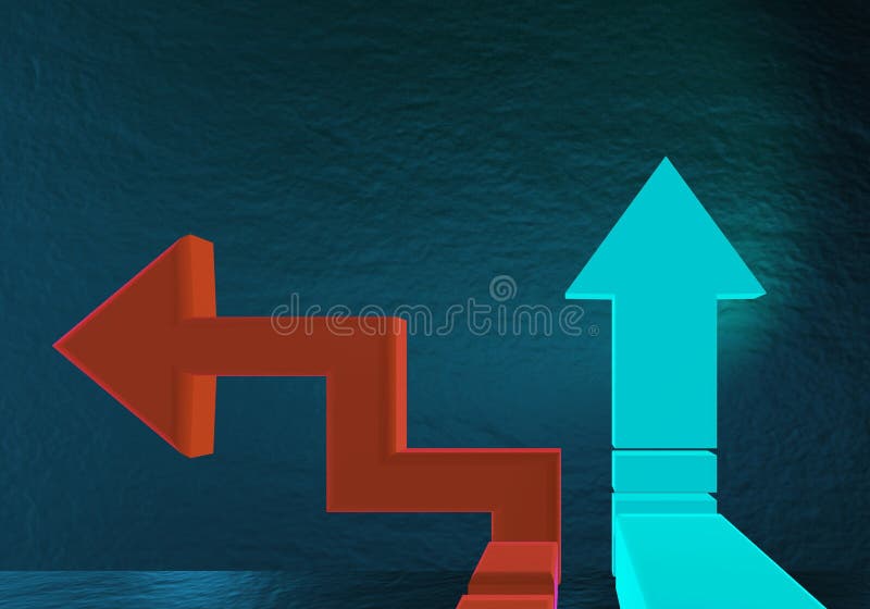 Road Arrows at Crossroads in Difficult Choice Concept - 3d Rende Stock ...