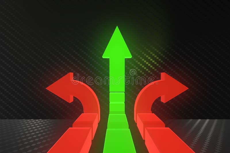 Road Arrows at Crossroads in Difficult Choice Concept - 3d Render Stock ...