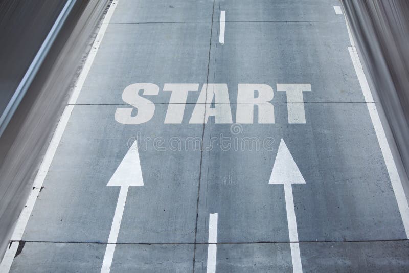 Road arrows with start stock photo. Image of business - 166968312