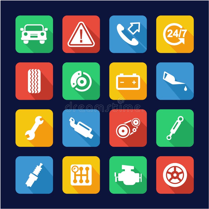 Road Assistance Service Icons Stock Vector - Illustration of belt, line ...