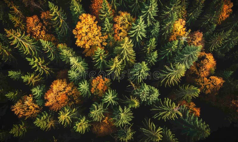 Road through Autumn Forest, View from Above. Travel Concept Stock ...