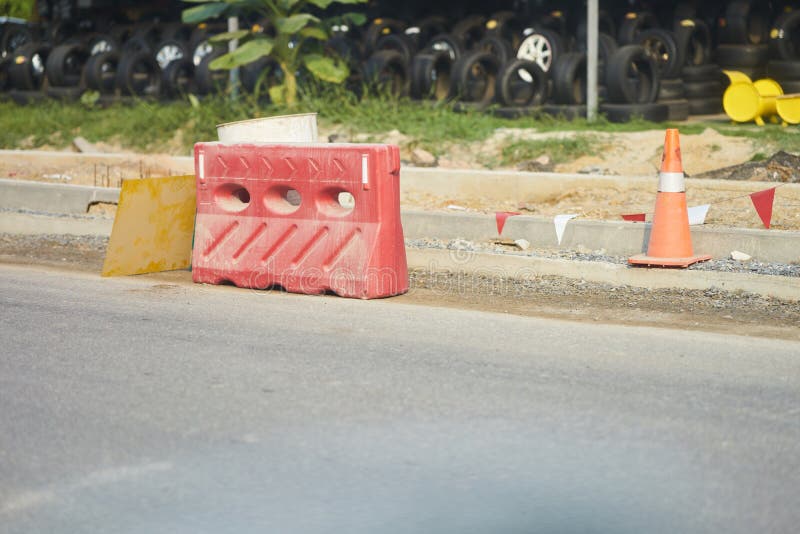Road Barrier in Cone and Square Shape for Blocking Cars in Construction ...