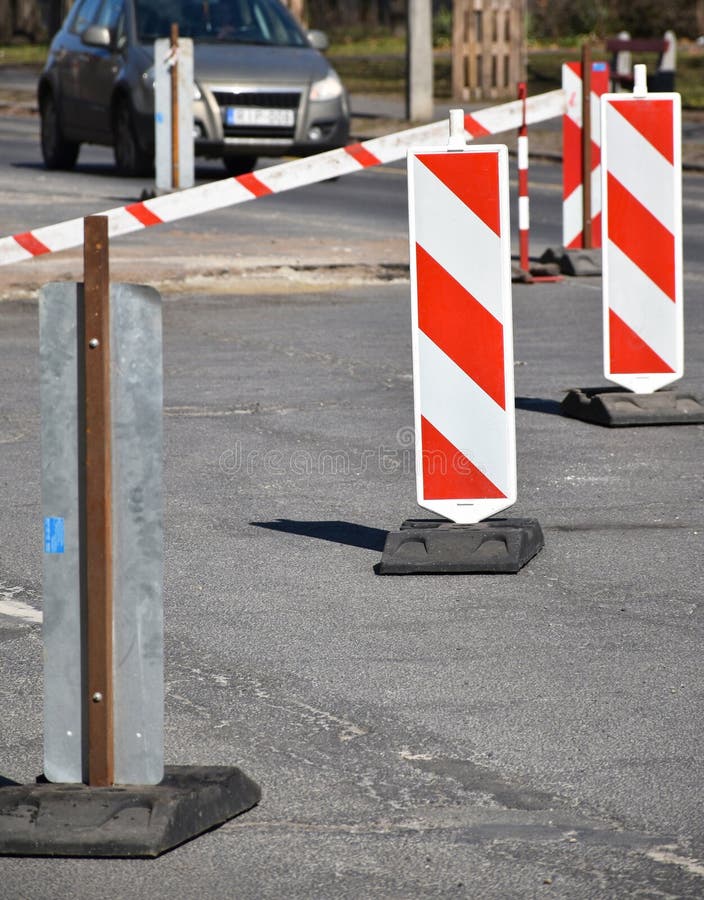 Road Barrier at the Road Construction Stock Photo - Image of direction ...