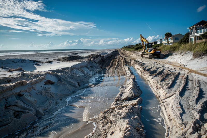 A Road Being Constructed in Sand Dunes for Coastal Erosion Control and ...