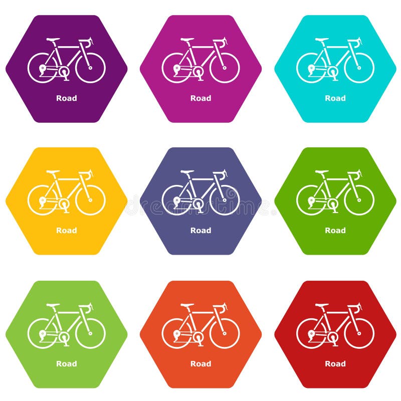 Road Bike Icons Set 9 Vector Stock Vector - Illustration of brake, road ...