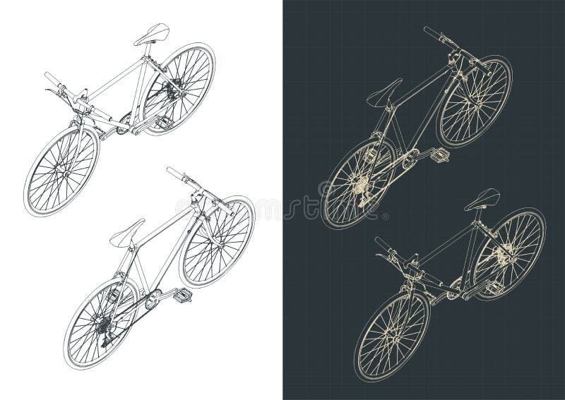 Road Bike Isometric Blueprints Stock Vector - Illustration of ride ...