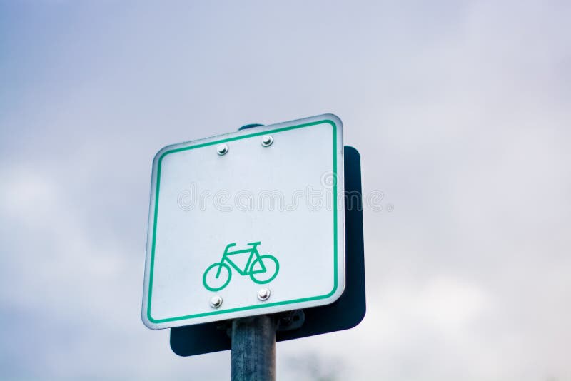 Road Bike Sign in the Park. Square White Index. Stock Photo - Image of ...