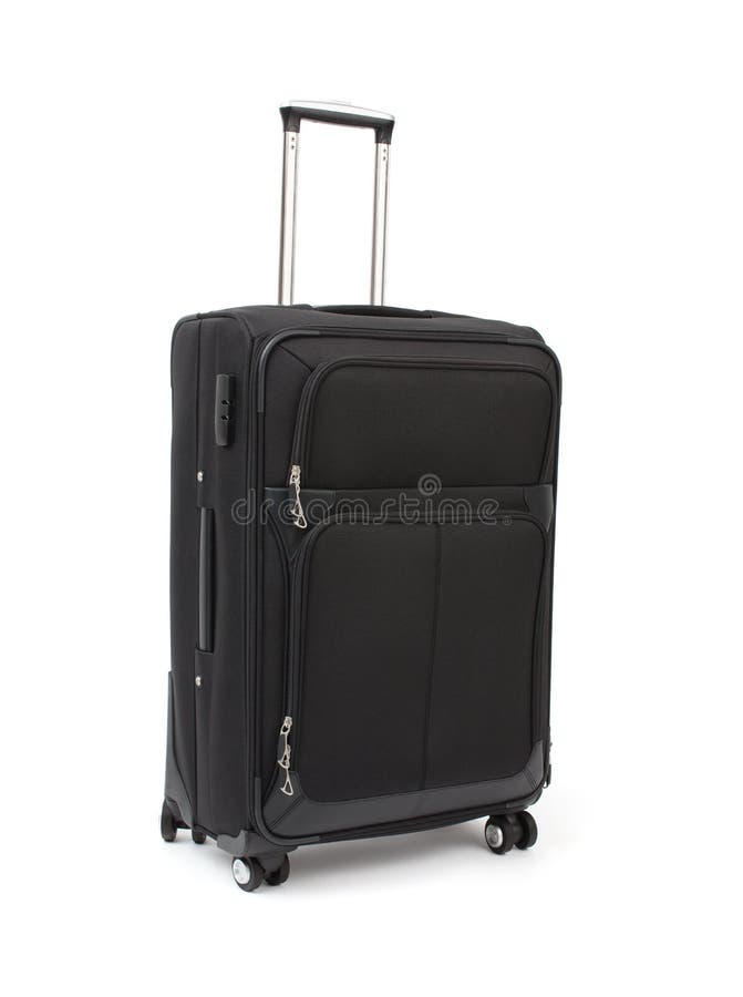 Road Black Suitcase with Handle on White Stock Photo - Image of case ...