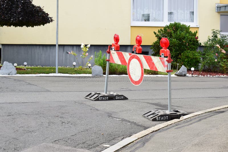 Road Block with No Entry Sign Stock Photo - Image of lane, scene: 285517296