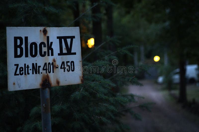 Road Block Sign in the Forest Stock Image - Image of abstract, city ...