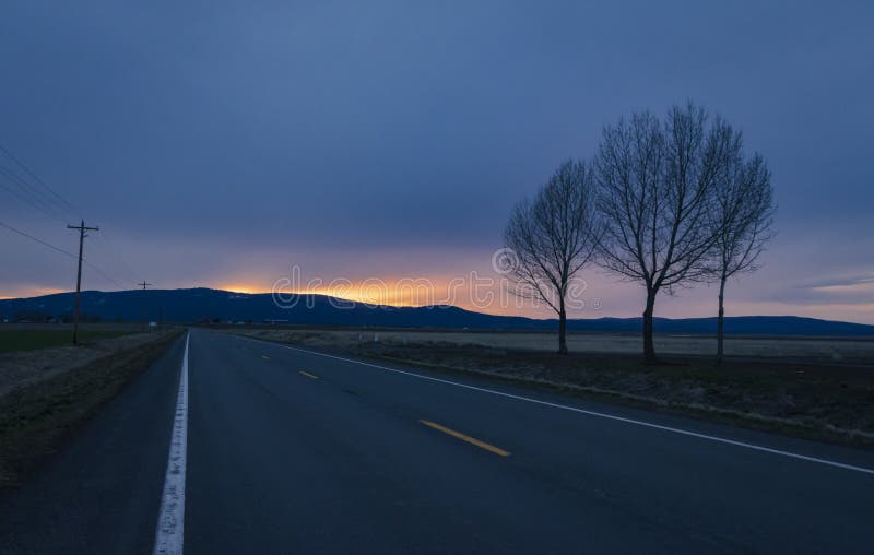 The road during blue hours stock photo. Image of alps - 186163678