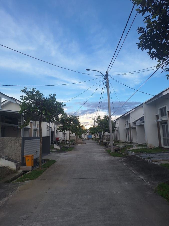 Road, Blue Sky and Housing Area Stock Image - Image of road, area ...