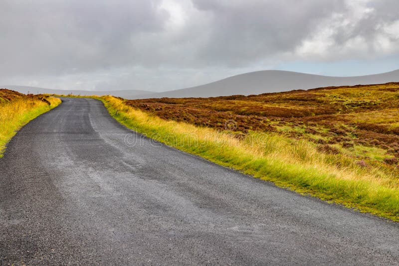 Road, Bogs with Mountains in Background in Sally Gap Stock Image ...