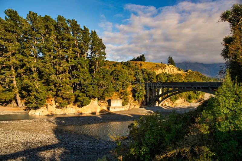Rakaia Bridge walkway stock image. Image of bridge, water - 251422307