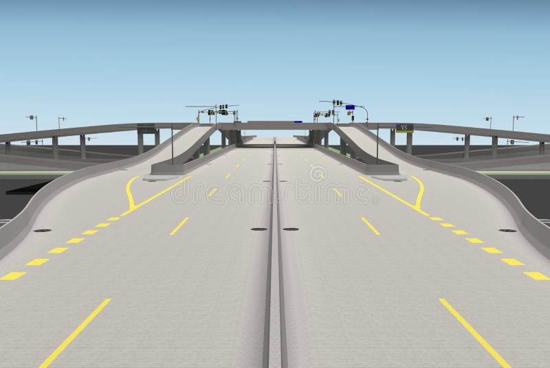Road Bridge Intersection 3d Rendering Stock Illustration - Illustration ...