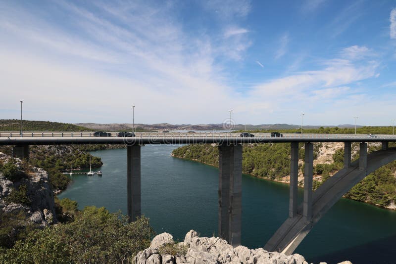 Road Bridge Over the Krka River in Croatia Stock Image - Image of ...