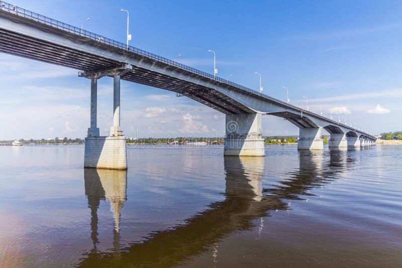 Road Bridge Over a Large River Stock Image - Image of beautiful ...