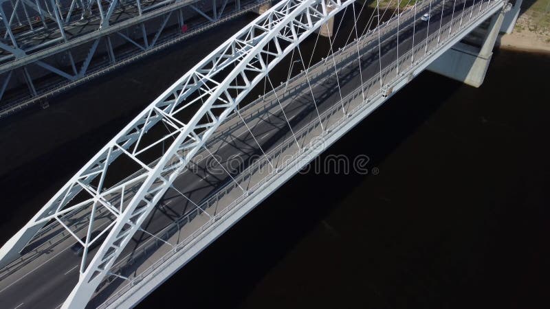 Road Bridge Over the River, Filmed on a Copter Stock Footage - Video of ...