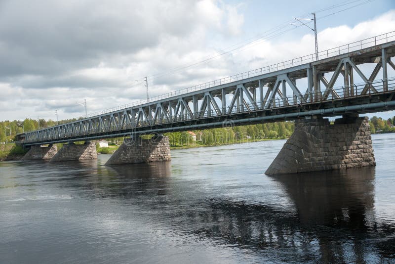 Road Bridge Over River in Rovaniemi, Finland Stock Image - Image of ...
