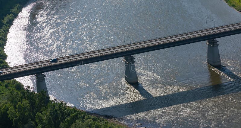 Road Bridge Over the River Top View Water Stock Photo - Image of ...