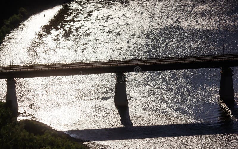 Road Bridge Over the River Top View Water Stock Image - Image of ...