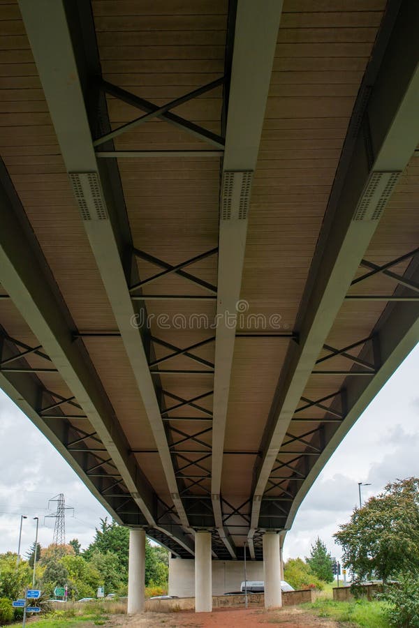 A Road Bridge with Supporting Structures and Metal Beams. Civil ...