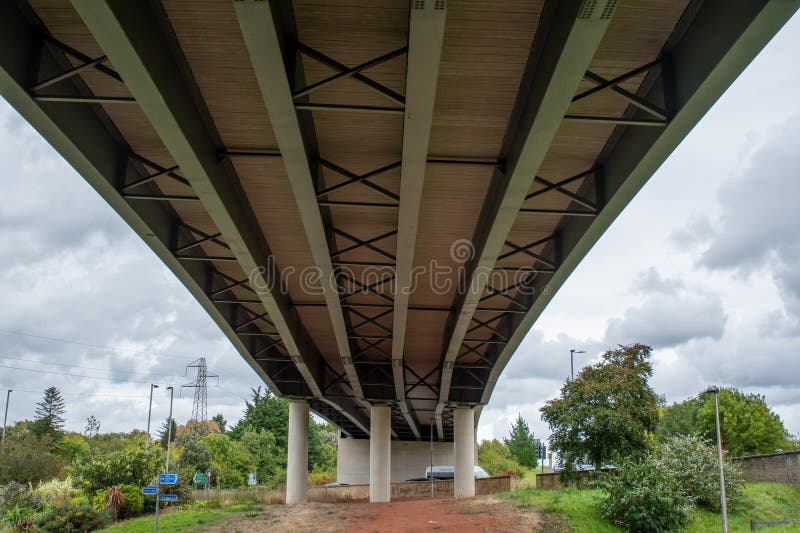 A Road Bridge with Supporting Structures and Metal Beams. Civil ...