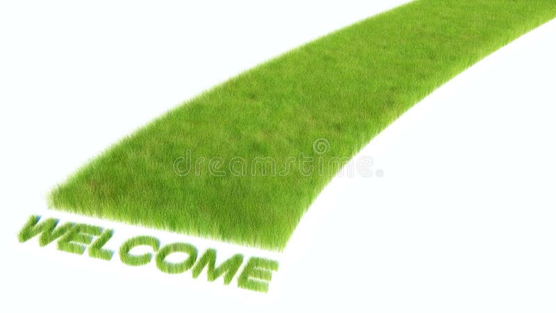 Road with Bright Green Grass. Welcome Stock Illustration - Illustration ...