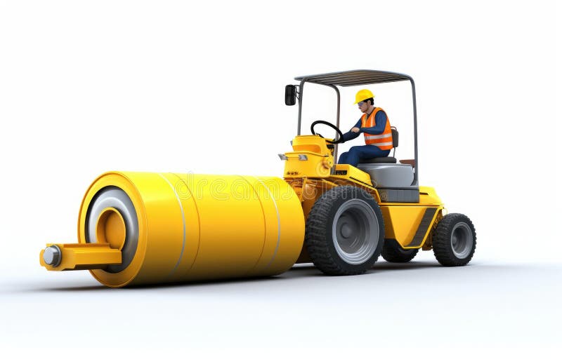 Road Building Construction Site Engineer Work with Worker and Yellow ...