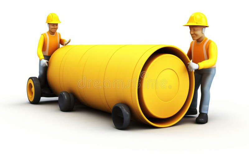 Road Building Construction Site Engineer Work with Worker and Yellow ...