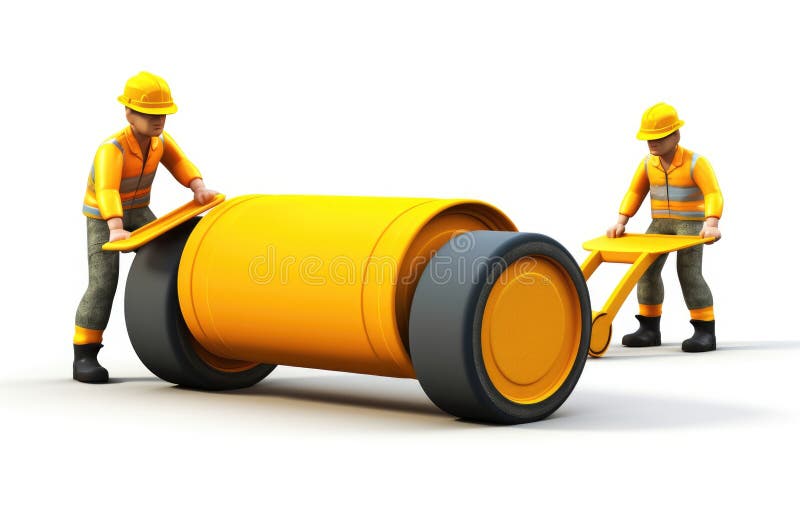 Road Building Construction Site Engineer Work with Worker and Yellow ...