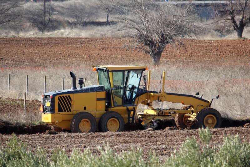 Road Building Machine Starting in Field Stock Image - Image of industry ...