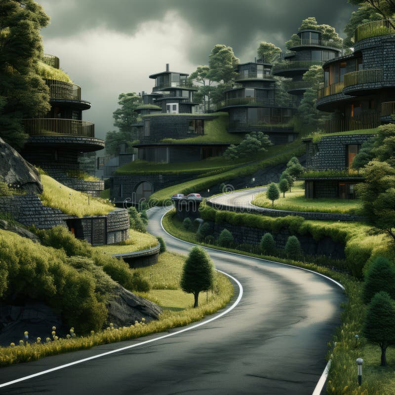 A Road with Buildings on the Side Stock Photo - Image of beautiful ...