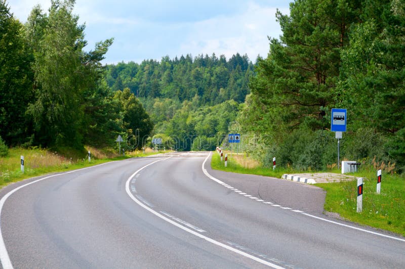 Road with Bus Stop stock image. Image of landscape, speedway - 25867335