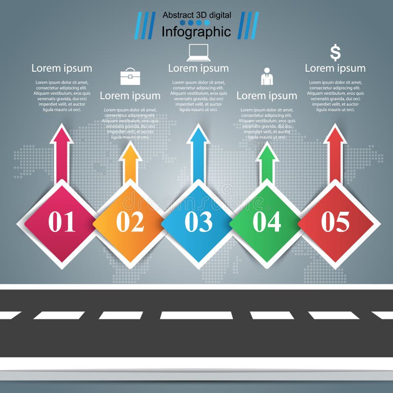 Road, Business Infographic. Five Items. Stock Vector - Illustration of ...