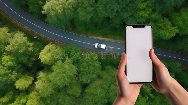 Road and Car with Mobile Cell Phone. Ai Generative Stock Illustration ...