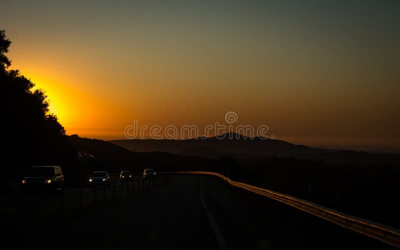 Road with car and sunset stock image. Image of journey - 178929313