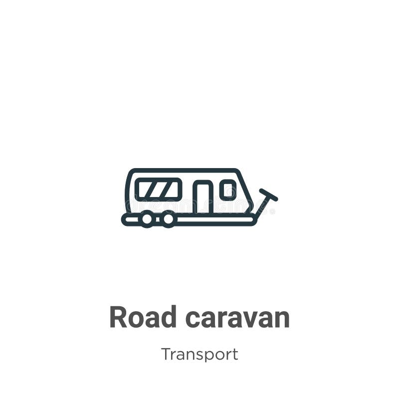 Road Caravan Outline Vector Icon Thin Line Black Road Caravan Icon